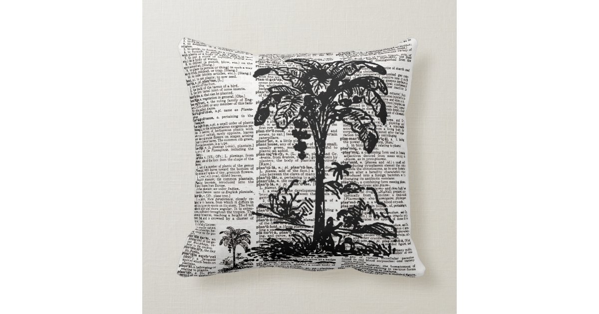 Palm Tree Dictionary Art Throw Pillow | Zazzle.com