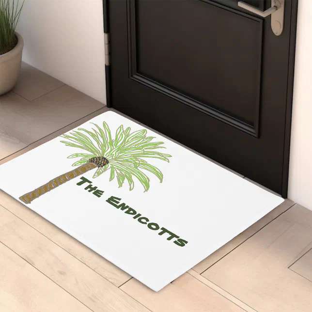 Palm Tree Drawing Doormat | Zazzle