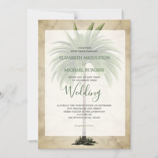 Palm Tree Elegant Chic Wedding Magnetic Invitation | Zazzle