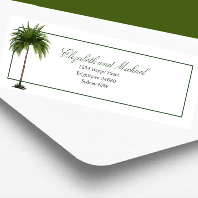 Palm Tree Elegant Modern Chic Wedding Label | Zazzle