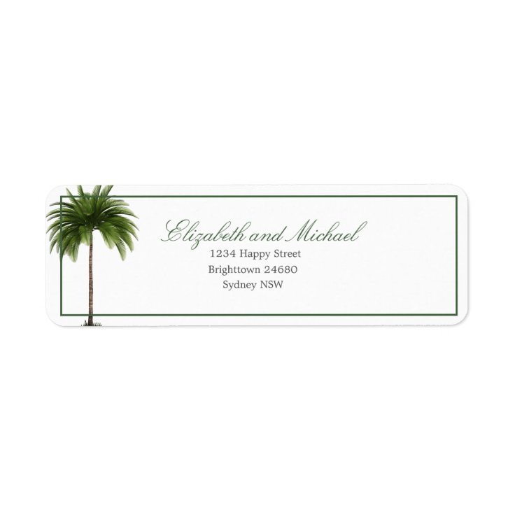 Palm Tree Elegant Modern Chic Wedding Label | Zazzle