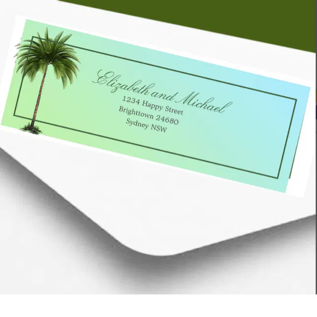 Palm Tree Elegant Modern Green Chic Label | Zazzle