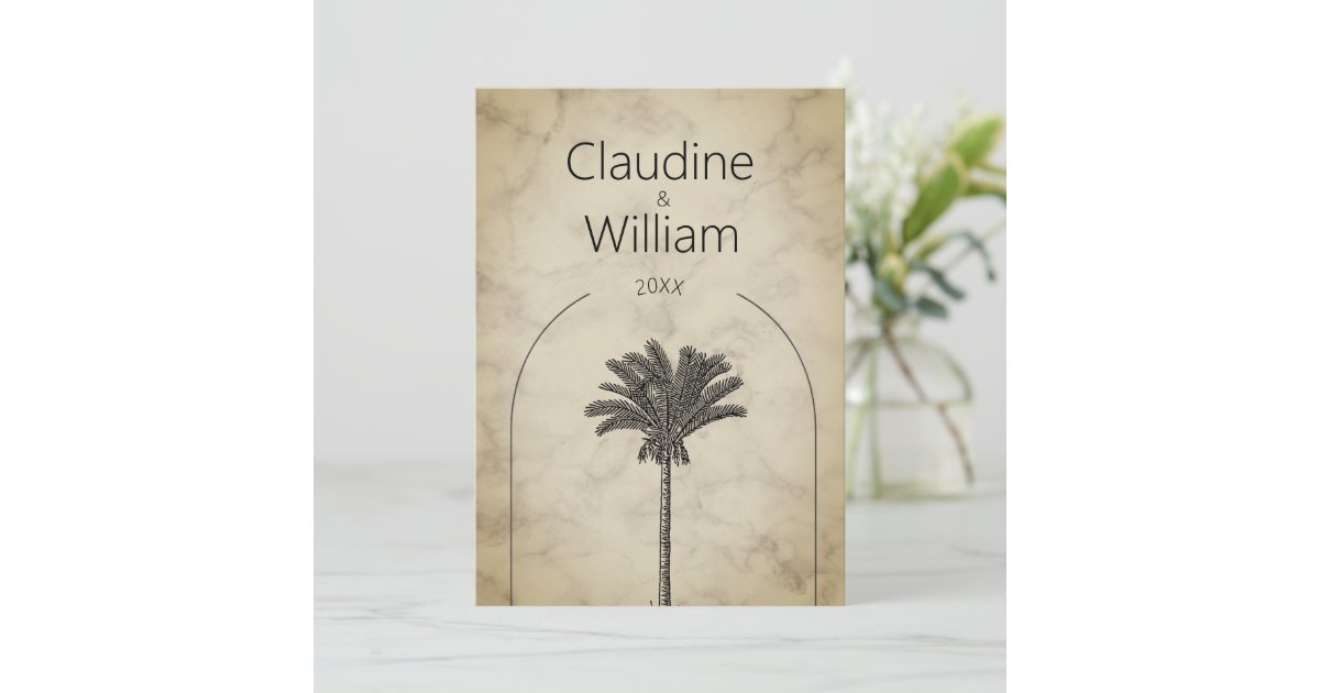 Palm Tree Elegant Wedding Rehearsal Dinner Invitation | Zazzle