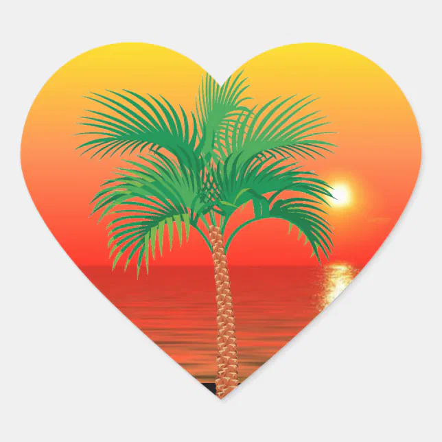 Palm Tree Heart Sticker | Zazzle