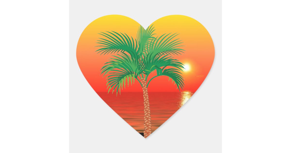 Palm Tree Heart Sticker | Zazzle