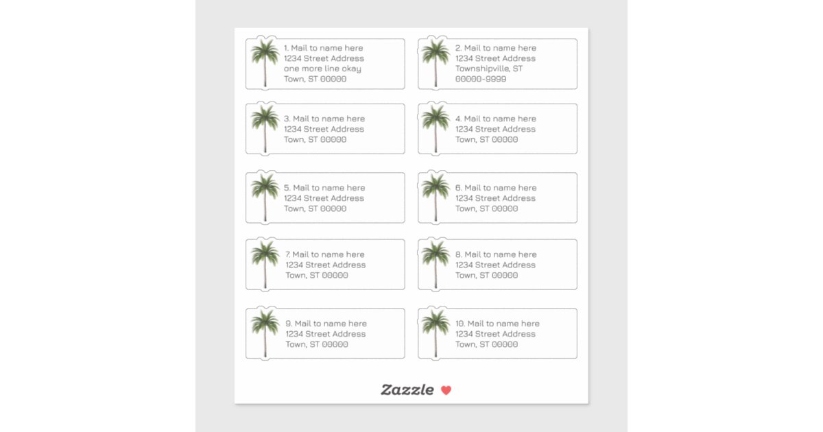 Palm Tree Individual Address Mailing Labels | Zazzle