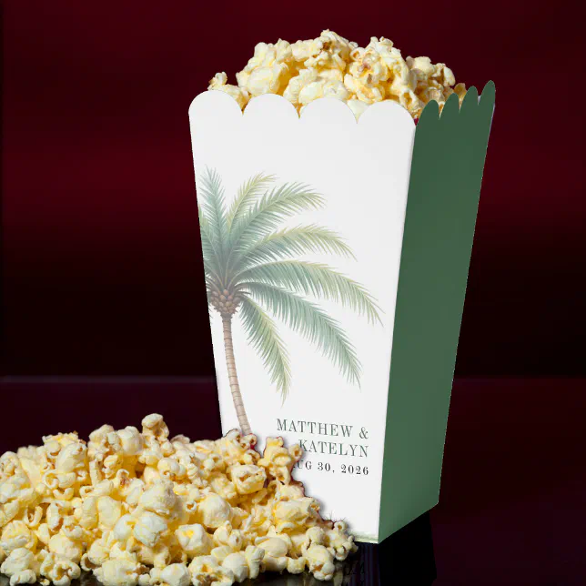 Palm Tree Island Destination Green Wedding Favor Boxes | Zazzle
