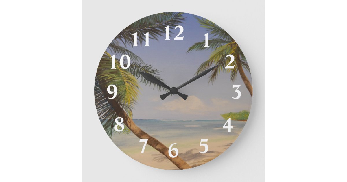 Palm Tree Large Clock | Zazzle