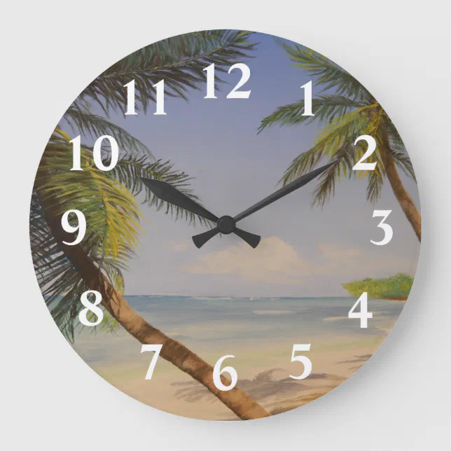 Palm Tree Large Clock | Zazzle
