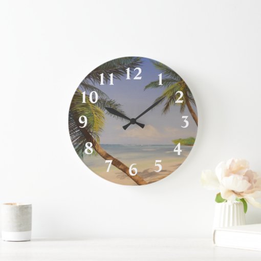 Palm Tree Large Clock | Zazzle