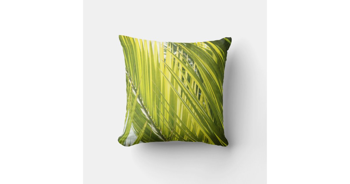 Palm Tree Leaf Green Throw Pillow | Zazzle