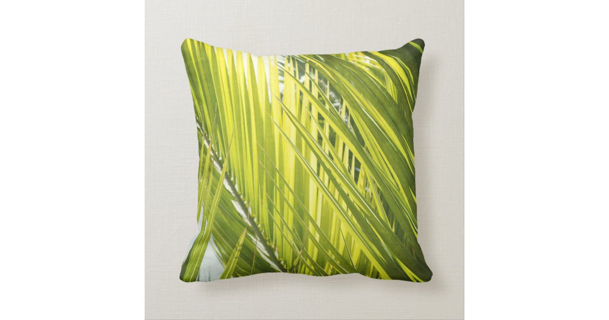 Palm Tree Leaf Green Throw Pillow | Zazzle.com