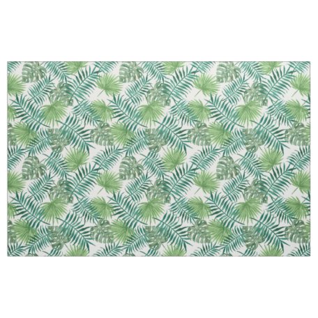 Green Leaves and Tree Pattern fabric | Zazzle