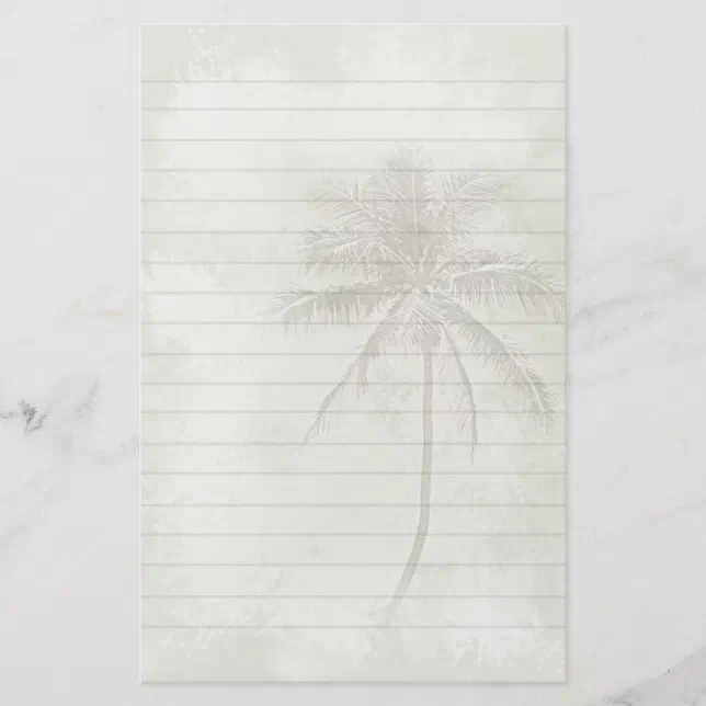 Palm Tree Lined Stationery - Sand Color | Zazzle