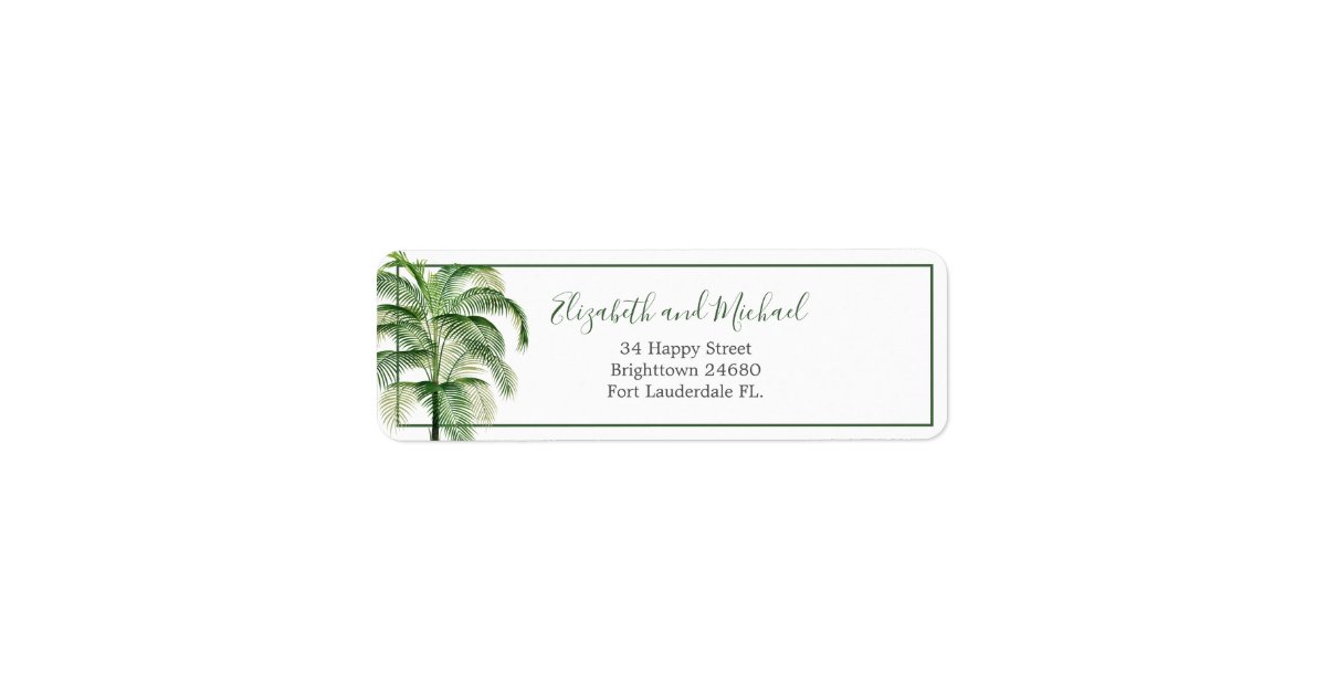 Palm Tree Modern Elegant Green Label | Zazzle