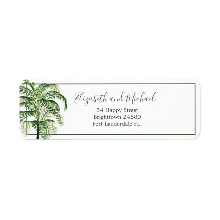 Palm Tree Modern Elegant Green Label | Zazzle