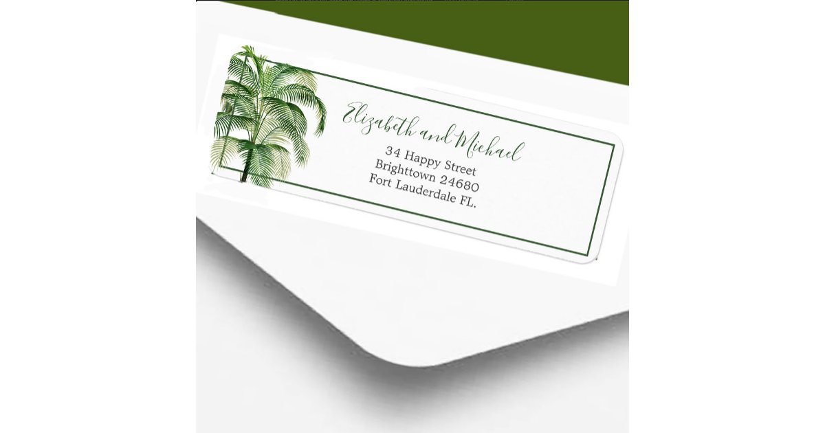 Palm Tree Modern Elegant Green Label | Zazzle