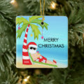 Palm Tree Relaxing Santa Tropical Christmas Ceramic Ornament | Zazzle