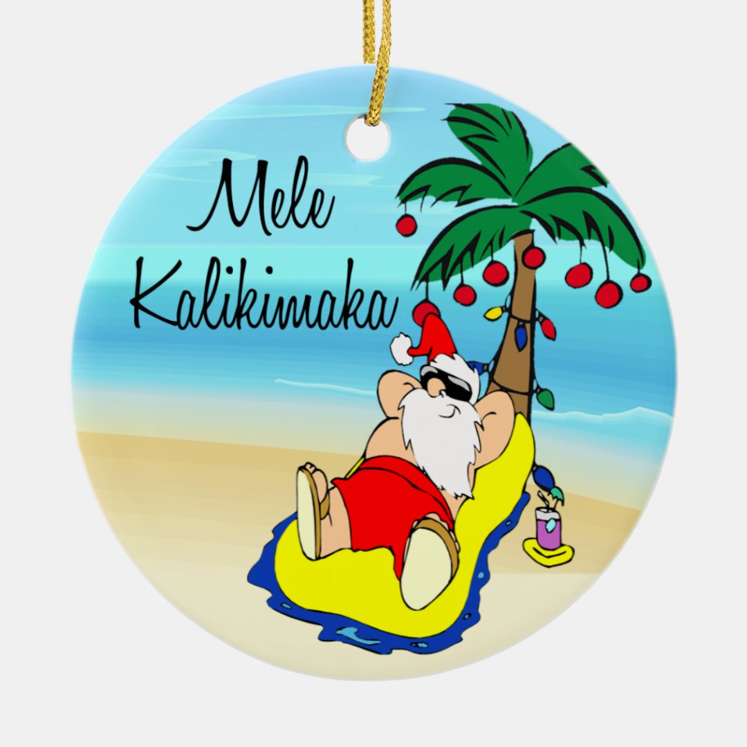Palm Tree Santa Hawaiian Christmas Ornament | Zazzle
