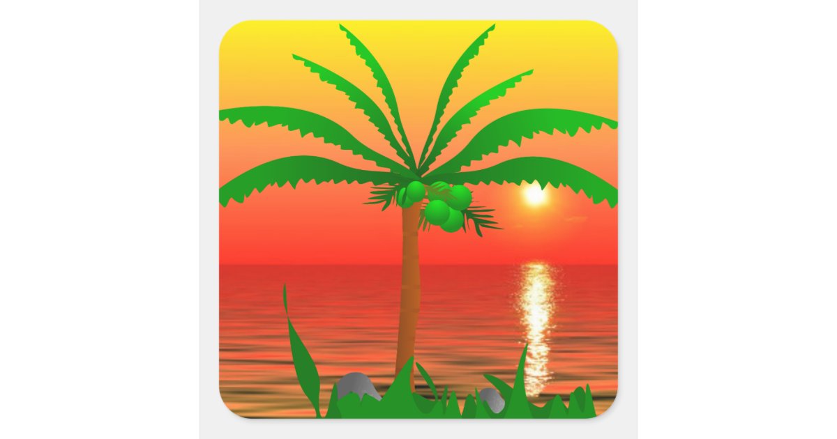 Palm Tree Square Sticker | Zazzle