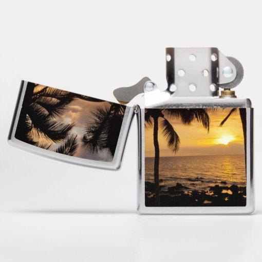 Palm tree sunset zippo lighter | Zazzle