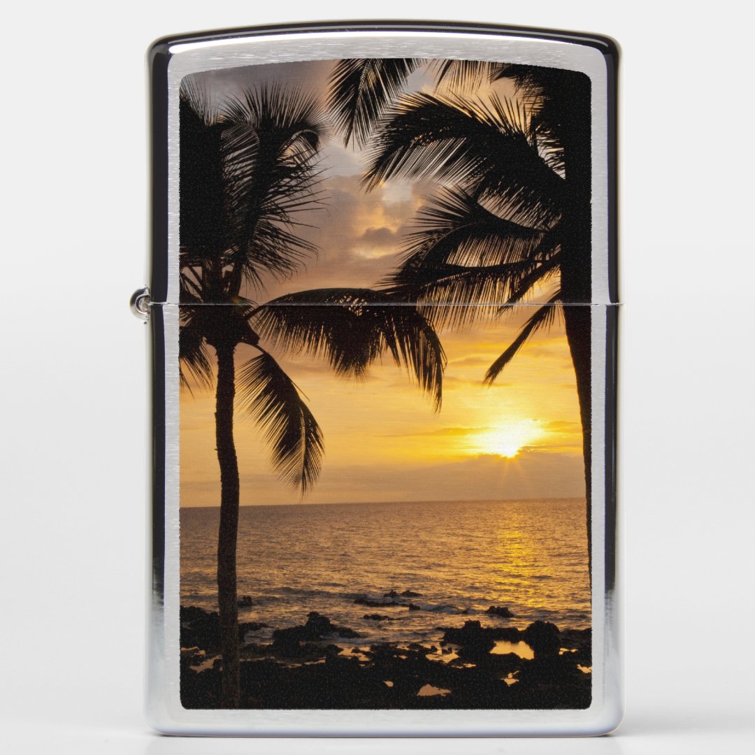 Palm tree sunset zippo lighter | Zazzle