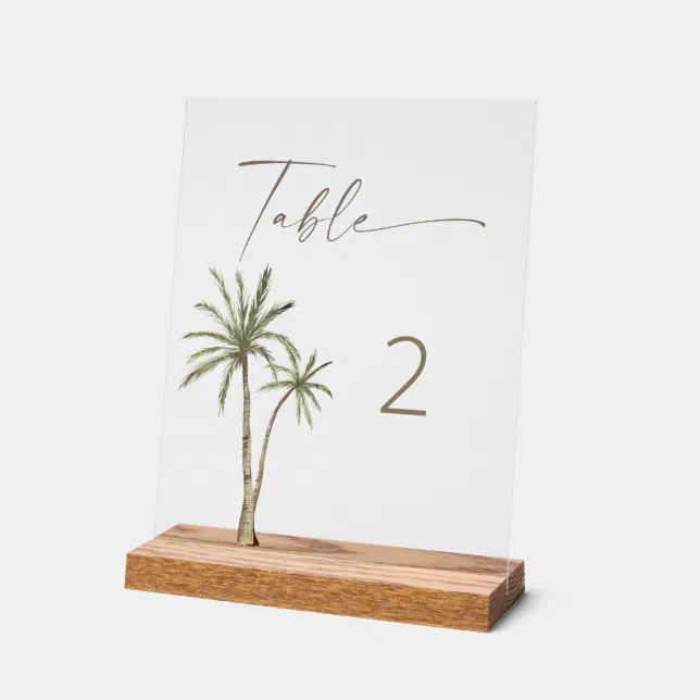 Palm Tree Table Number Acrylic Sign | Zazzle
