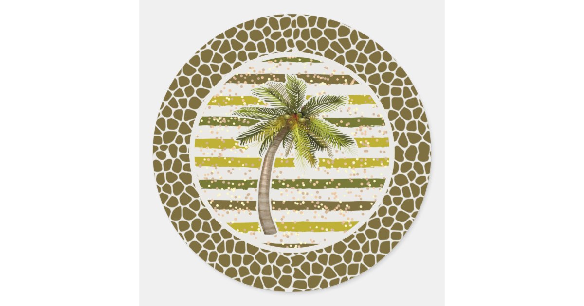 Palm Tree Tropical Classic Round Sticker | Zazzle