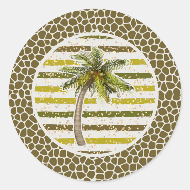 Palm Tree Tropical Classic Round Sticker | Zazzle