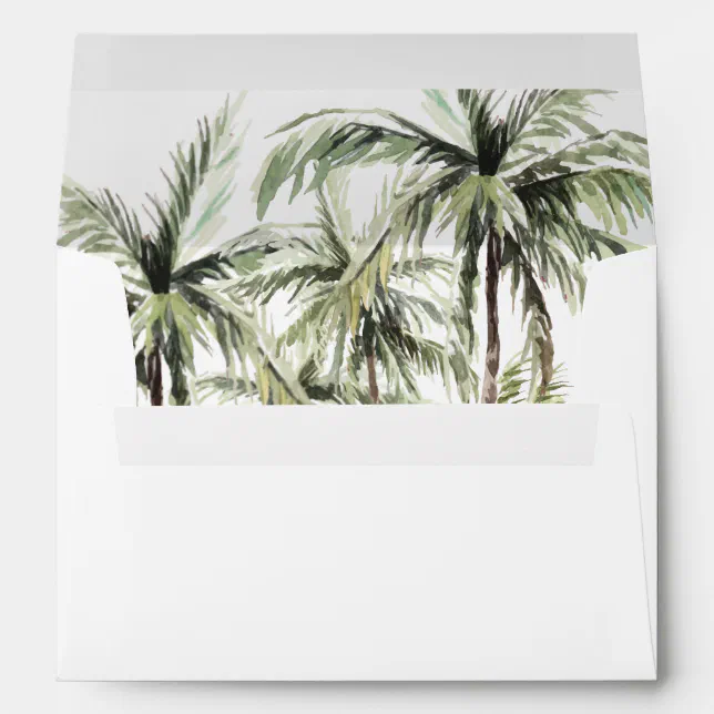 Palm Tree Tropical | Minimal Wedding Envelope | Zazzle