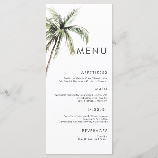 Palm Tree Tropical | Minimal Wedding Menu | Zazzle