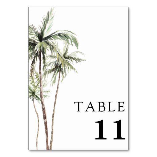 Palm Tree Tropical | Minimal Wedding Table Number | Zazzle