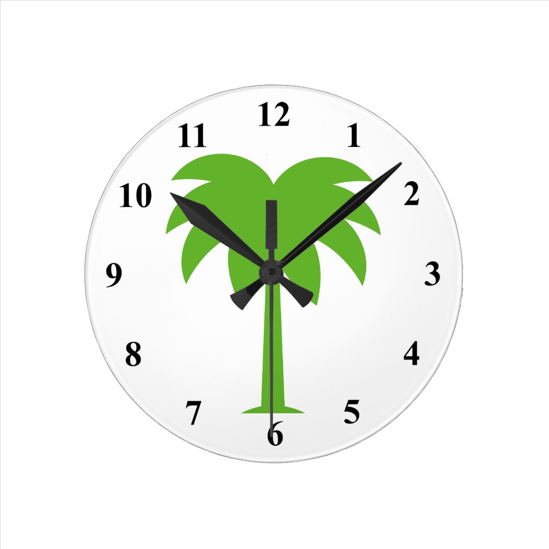 Palm tree wall clock | Zazzle