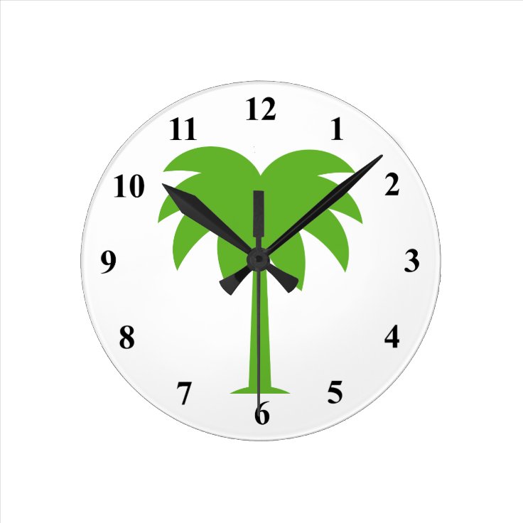 Palm tree wall clock | Zazzle