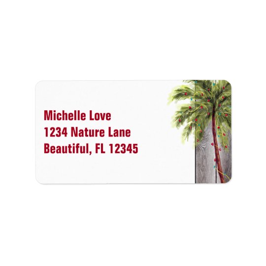 Palm Tree with Christmas Lights Beach Address Label | Zazzle.com