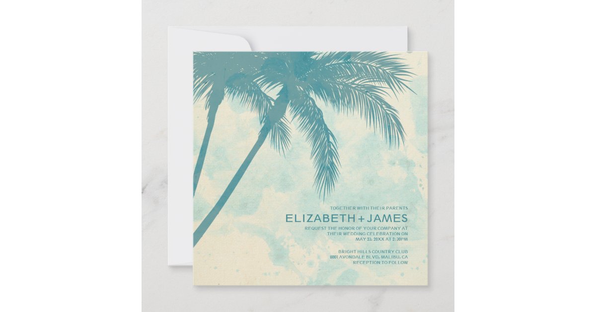 Palm Trees Burlap Wedding Invitations | Zazzle