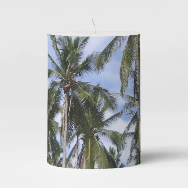 Palm Trees Design Pillar Candle | Zazzle