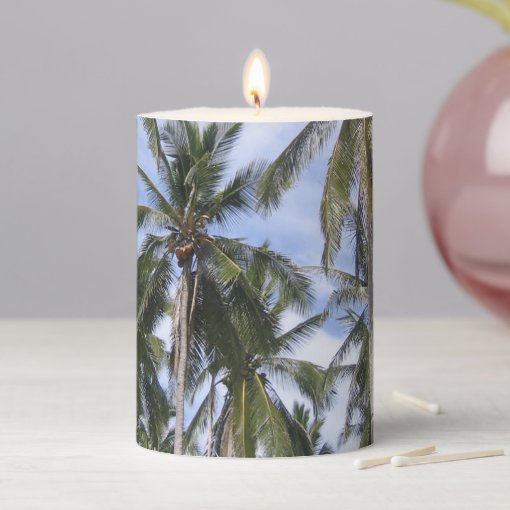 Palm Trees Design Pillar Candle | Zazzle