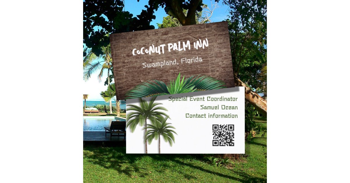 Palm Trees Double Sided QR code Business Cards | Zazzle
