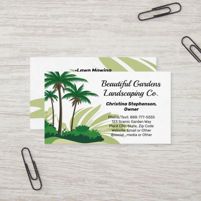 Palm Trees Graphic Landscape Lawn Care Landscaper Business Card | Zazzle