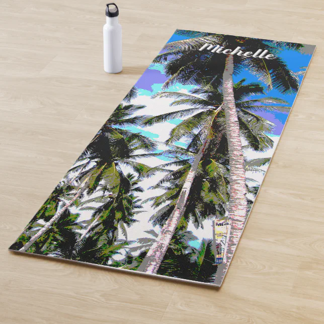 Palm Trees in a Colourful Posterised Design Yoga Mat | Zazzle