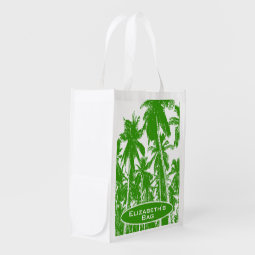 Palm Trees in a Posterised Design Grocery Bag | Zazzle