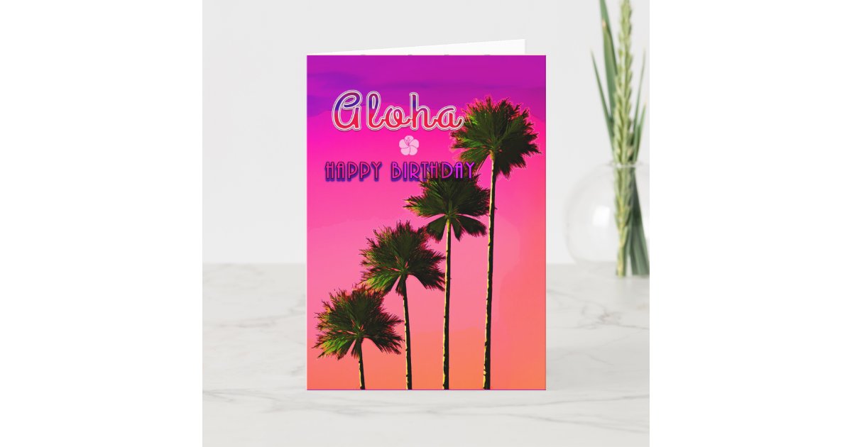 Palm Trees in the Sunset Birthday Card | Zazzle