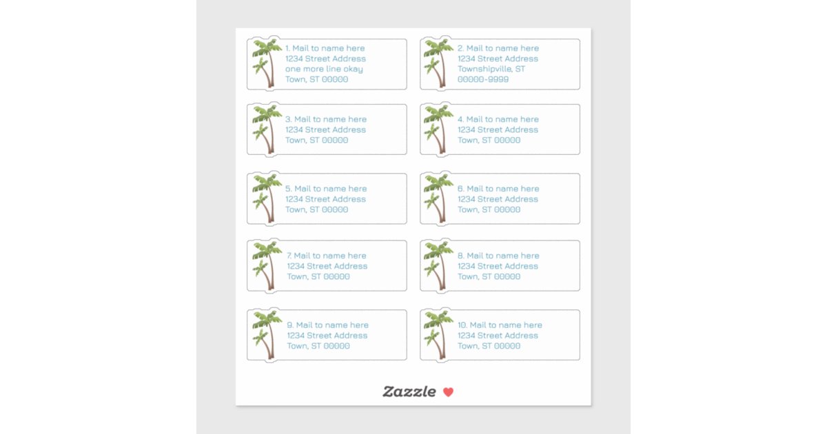 Palm Trees Individual Address Mailing Labels | Zazzle