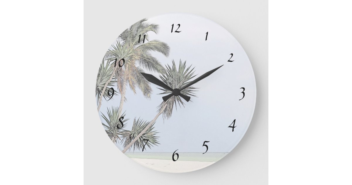 Palm Trees Large Clock | Zazzle