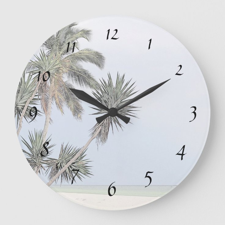 Palm Trees Large Clock | Zazzle
