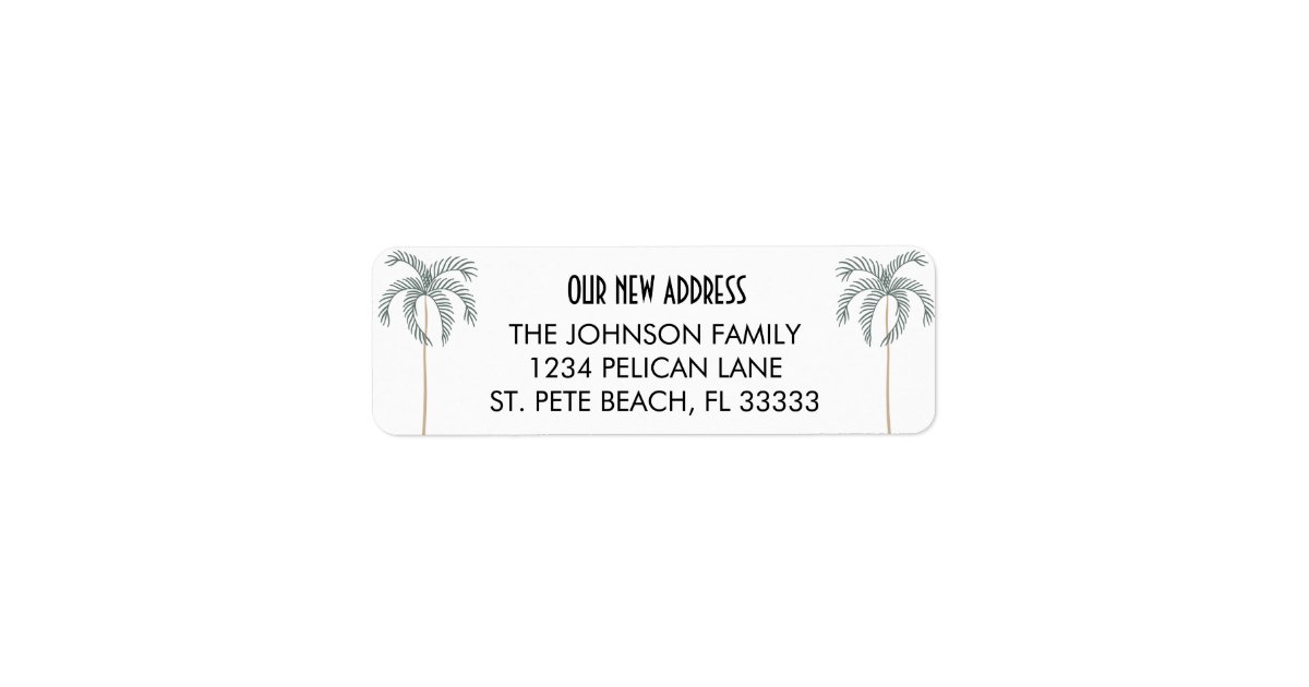 Palm Trees New Home in Florida Return Address Label | Zazzle