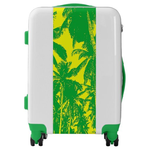 Palm Trees. Posterised Design in Green & Yellow Luggage | Zazzle