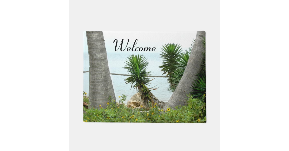 Palm trees Sunflowers Welcome Doormat | Zazzle