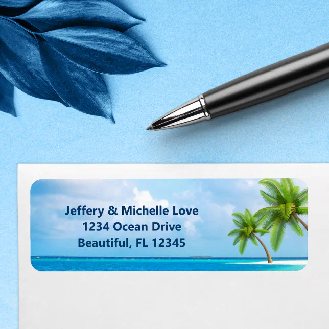 Palm Trees Tropical Beach Return Address Label | Zazzle